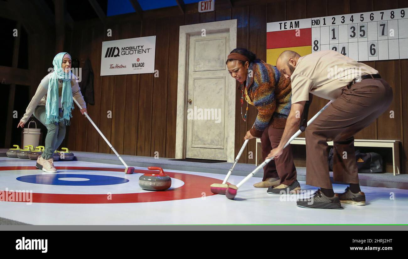 Actors, left to right, Sepidar Yeganeh Farid, Jenni Burke, and Richard ...