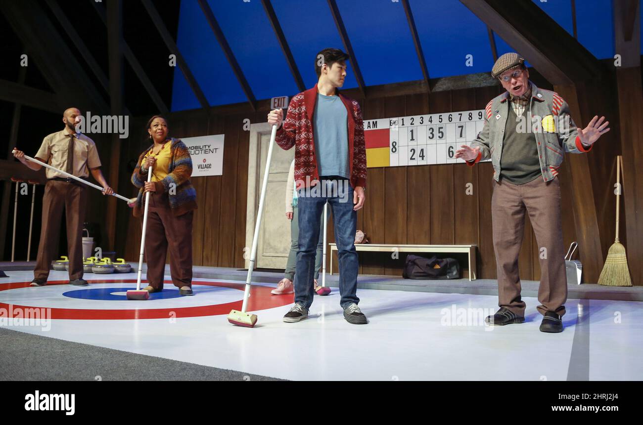 Actors, left to right, Richard Young, Jenni Burke, Jonathan Ho, and ...