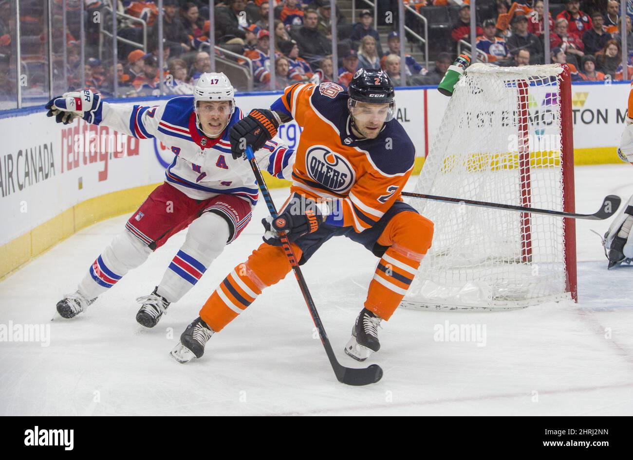 New York Rangers Jesper Fast (17) chases Edmonton Oilers Andrej Sekera ...