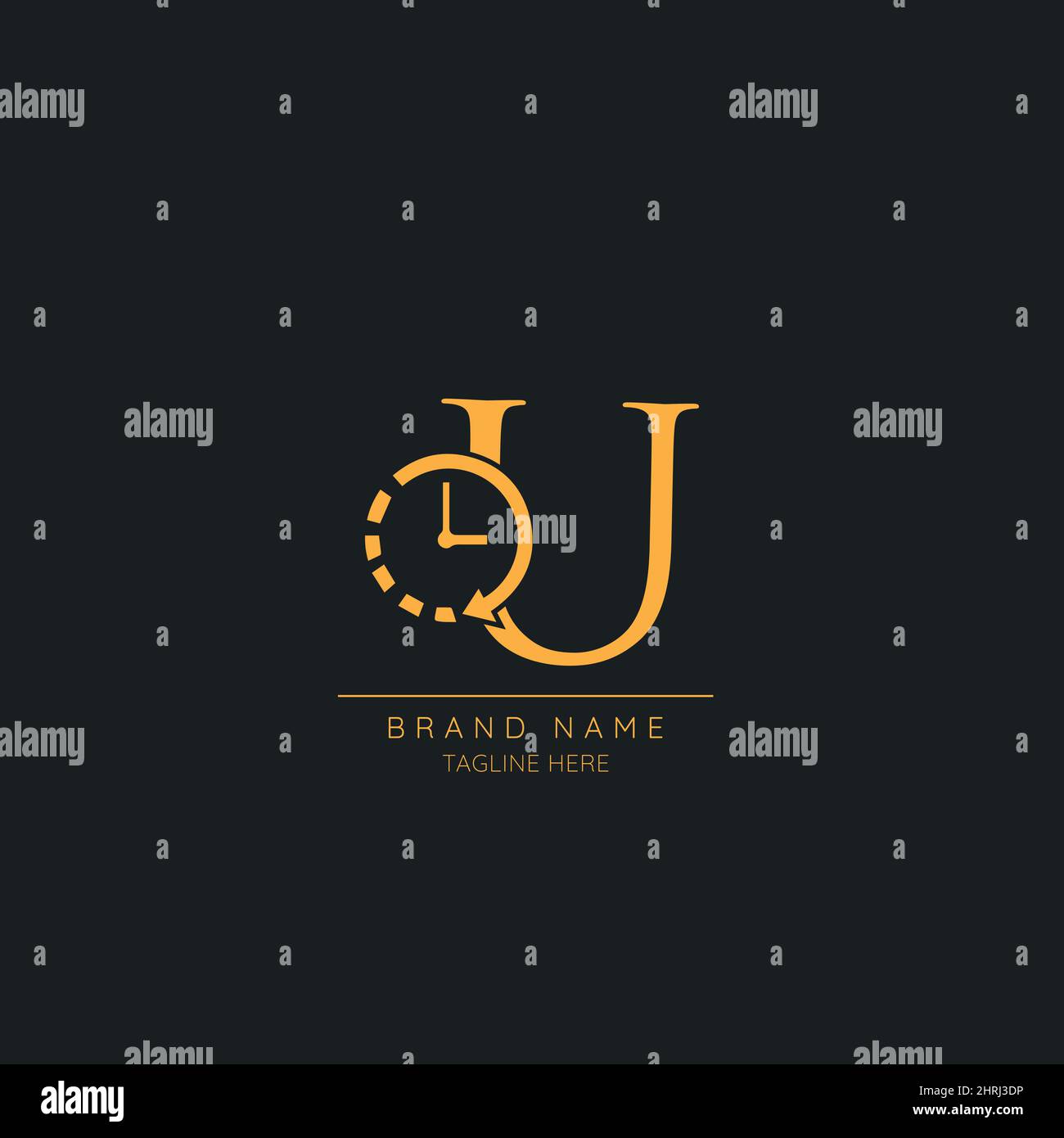 Abstract U initial letter icon logo incorporated with clock Stock ...