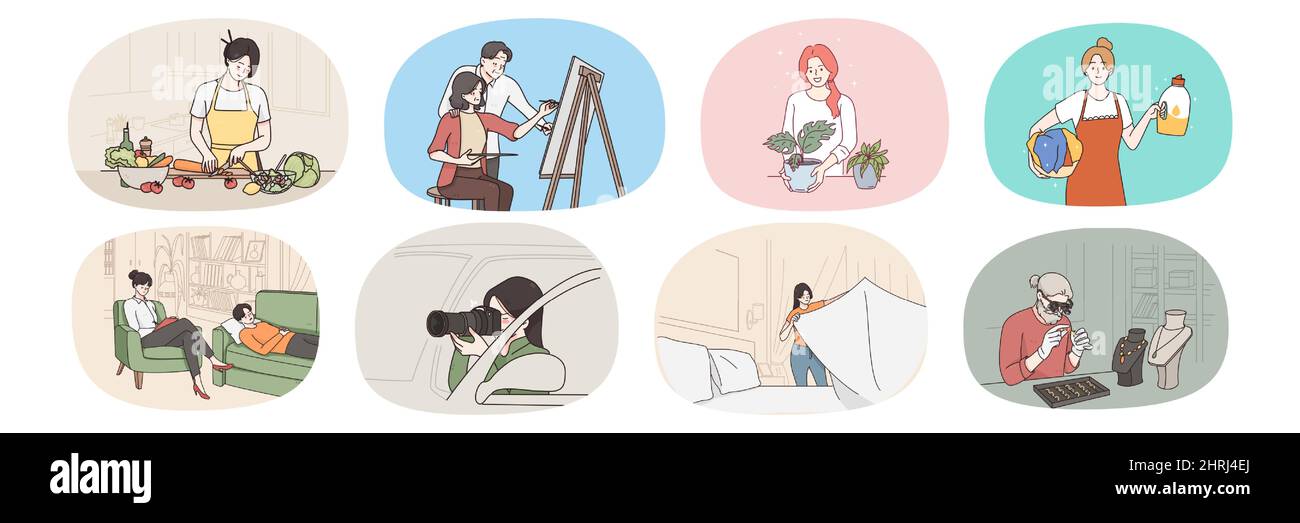 Set of diverse women workers with their professions and work ...