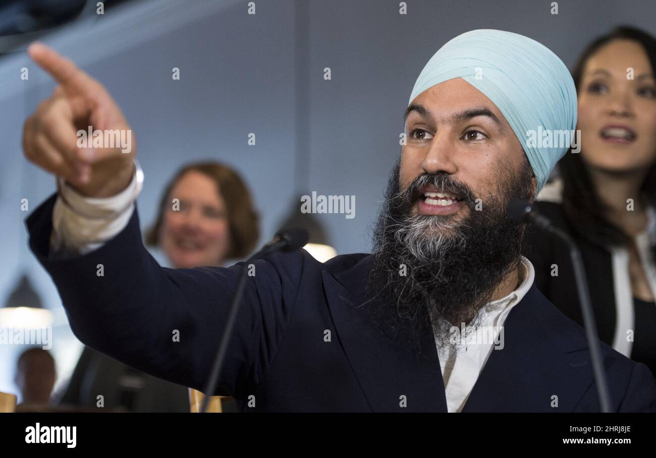 Federal NDP leader Jagmeet Singh is seen during an announcement in ...