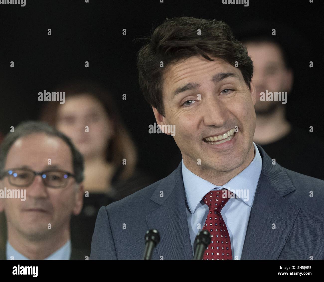 Prime Minister Justin Trudeau speaks to students at Alma College ...