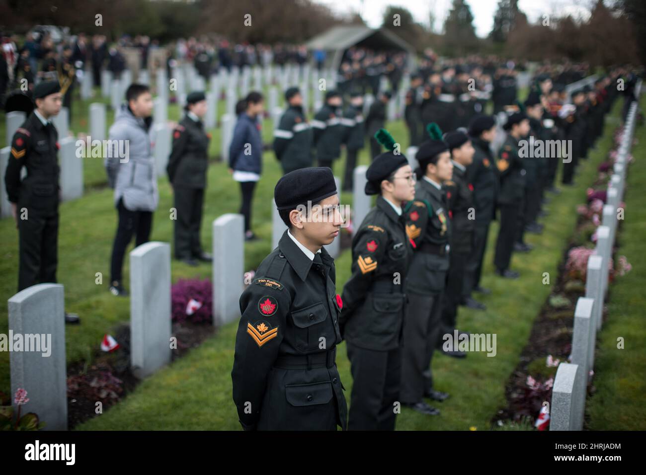 Cadets stand at graves of First and Second World War veterans in the ...