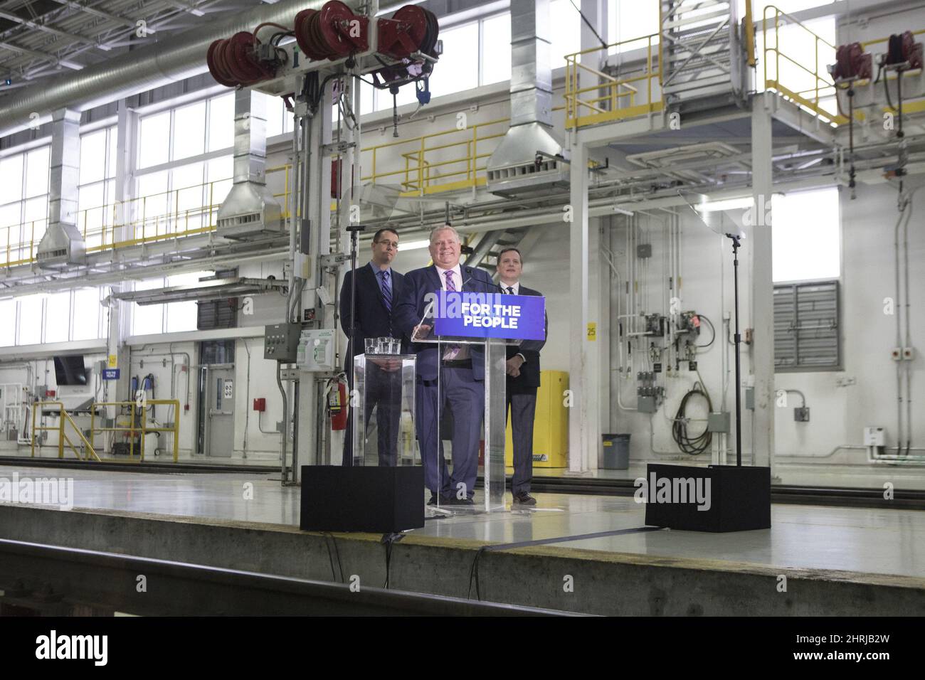 Ontario Premier Doug Ford stands at the podium during an announcement ...