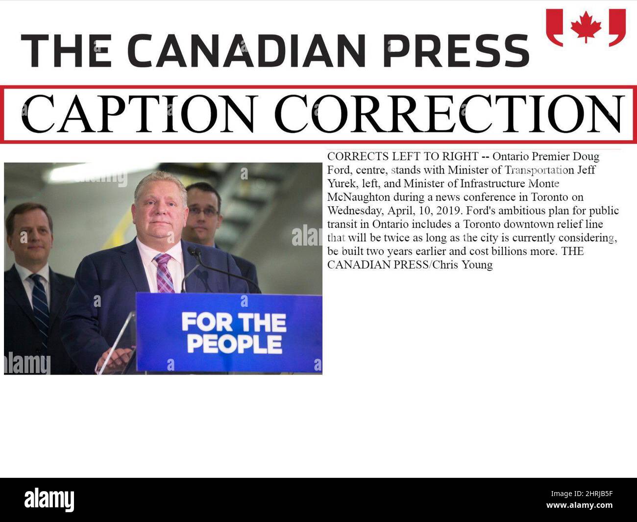 CORRECTS LEFT TO RIGHT -- Ontario Premier Doug Ford, centre, stands ...