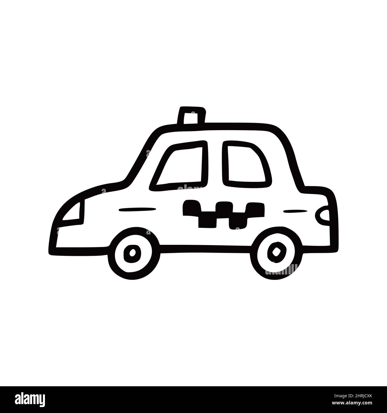 Taxi car. Doodle sketch scribble style. Hand drawn funny taxi vector ...