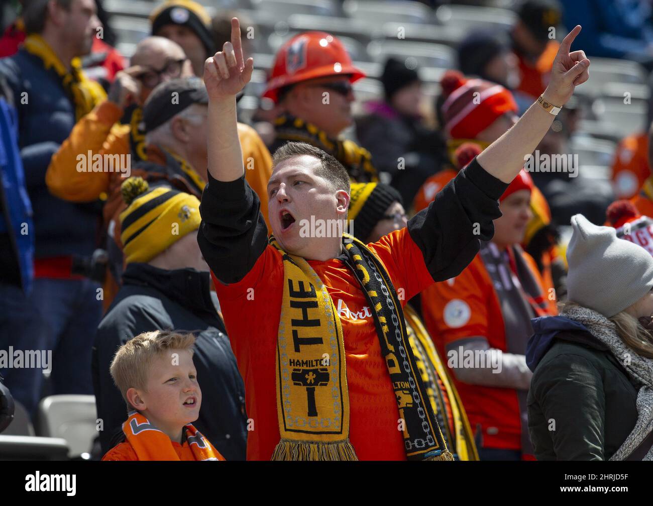 Forge FC fans chant and cheer during the inaugural soccer match of the ...