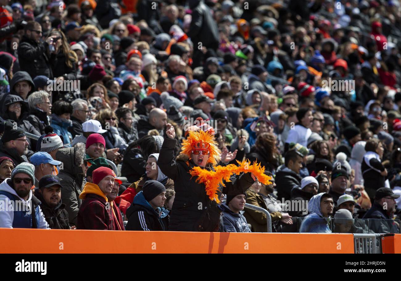 Forge FC fans chant and cheer during the inaugural soccer match of the ...