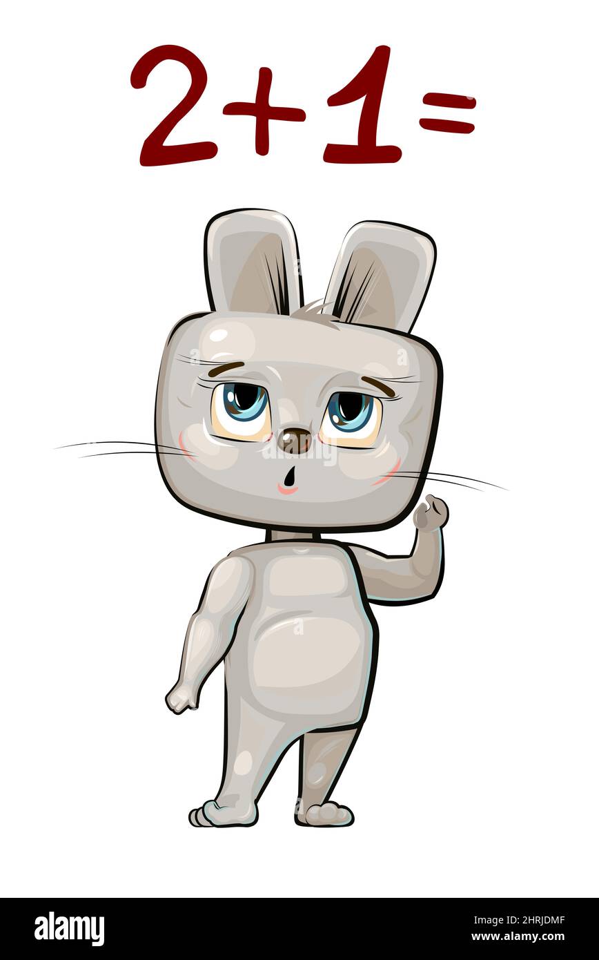 Cute Hare baby is trying to count. Can not. Studying numbers and ...