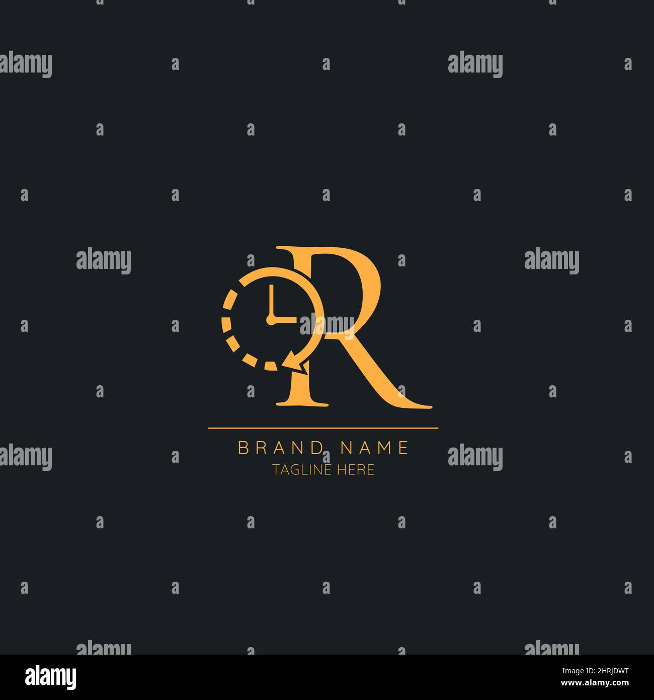 Abstract R initial letter icon logo incorporated with clock Stock ...