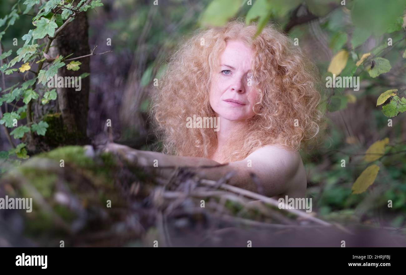 Sensual Portrait Of A Beautiful Mature Sexy Pensive Redhead Woman In