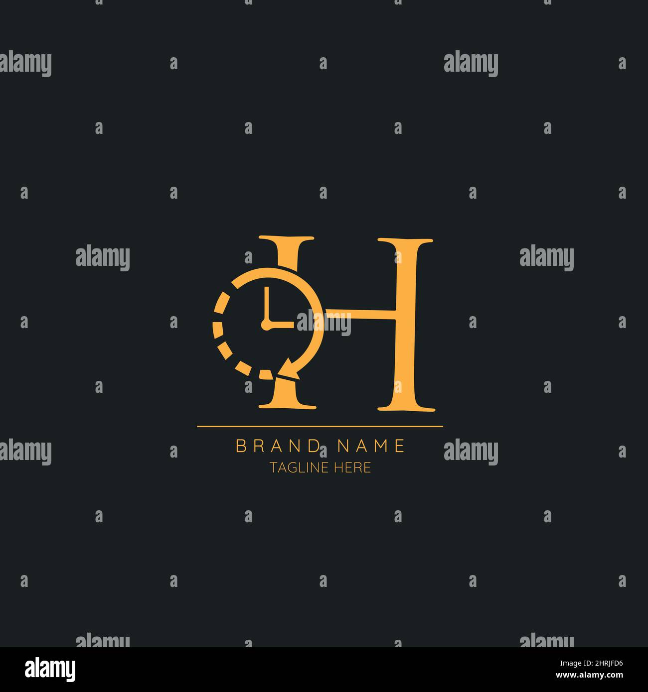 Abstract H initial letter icon logo incorporated with clock Stock ...