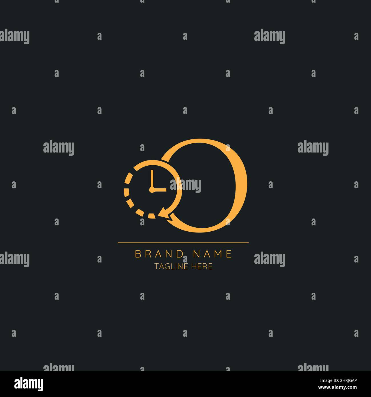 Abstract O initial letter icon logo incorporated with clock Stock ...