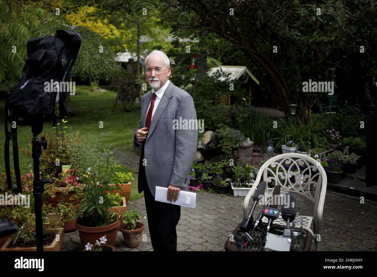 Suspended Sgt-at-arms Gary Lenz poses for a photography following an ...