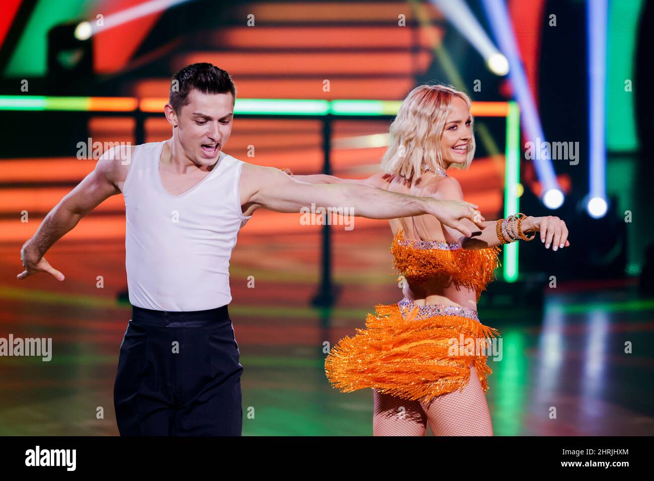 Cologne, Germany. 25th Feb, 2022. Janin Ullmann, actress, and Zsolt ...