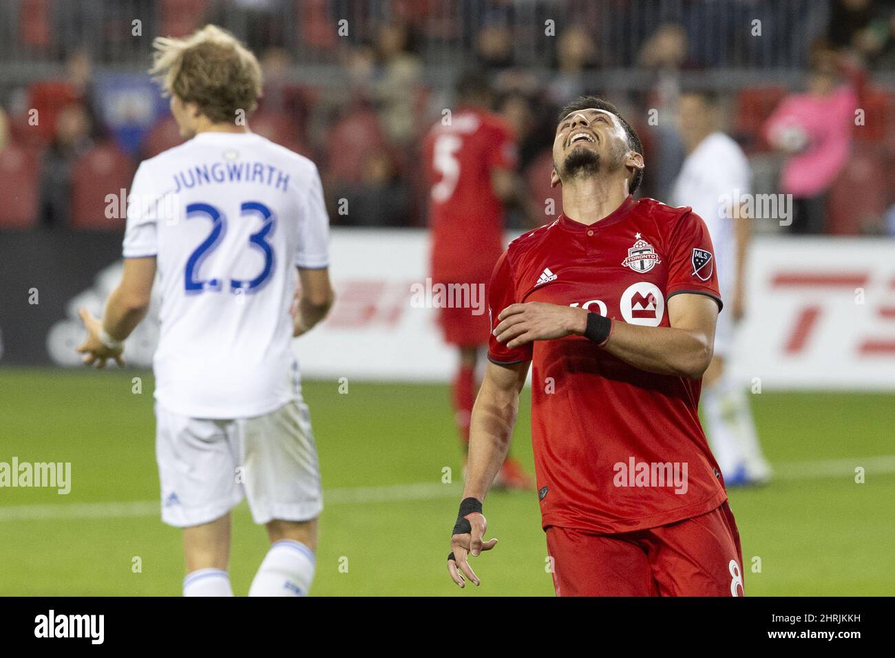 Toronto FC's Marco Delgado reacts after missing an injury time chance ...