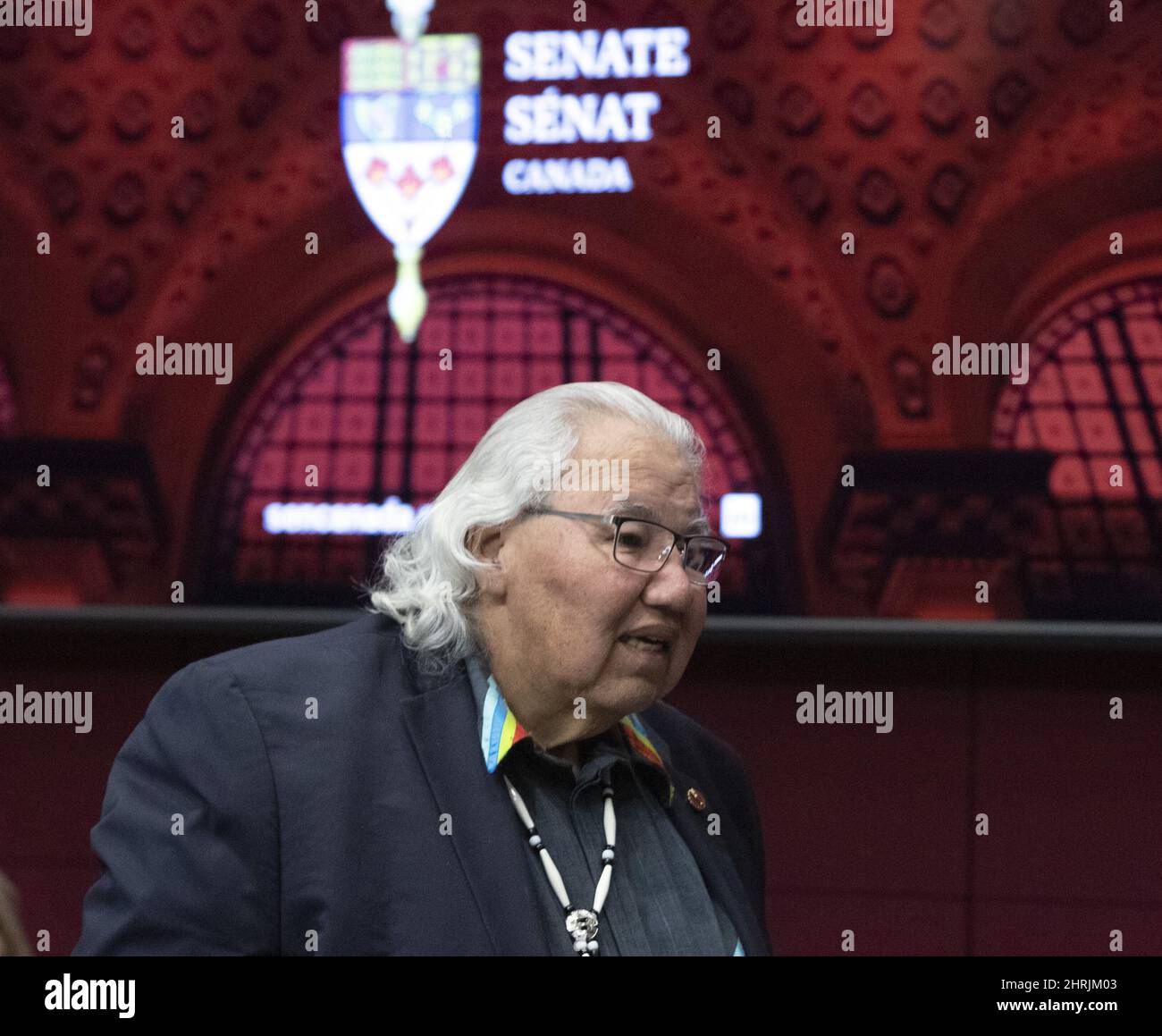 Senator Murray Sinclair prepares to appear before the Senate Committe ...