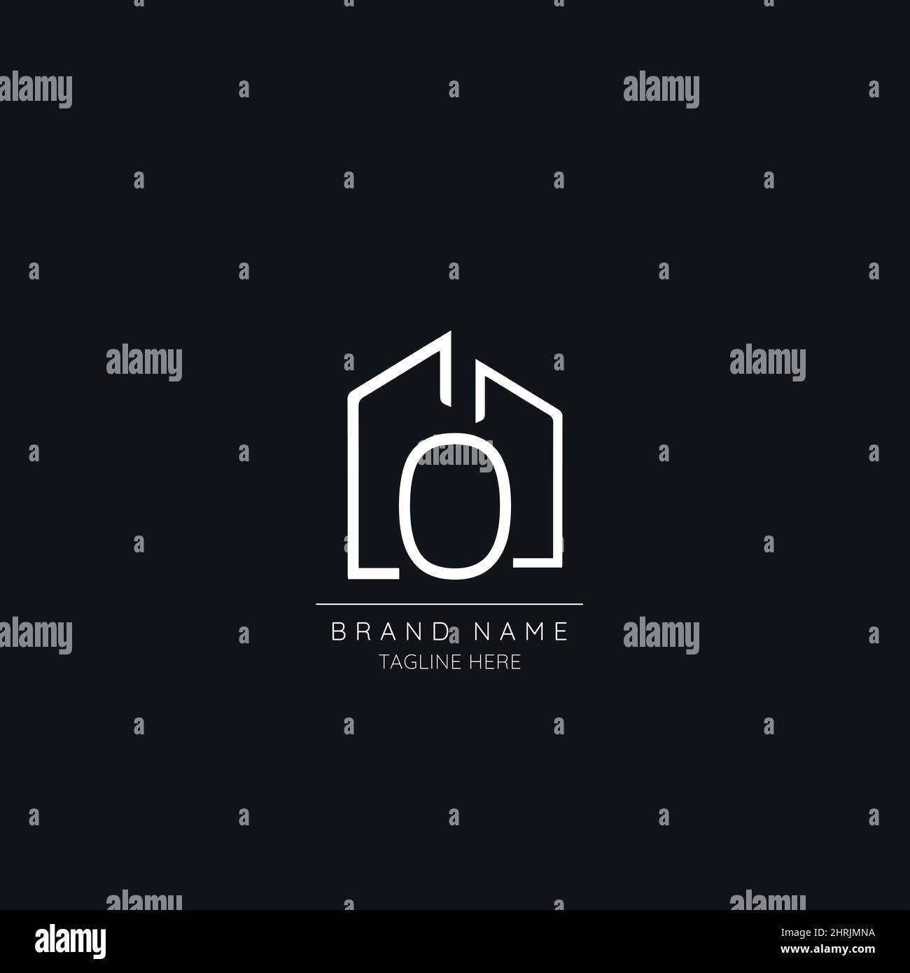 Abstract O initial letter icon logo incorporated with a building Stock ...