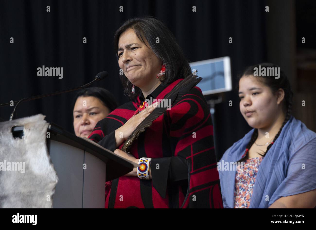 Commissioner Michele Audette speaks during ceremonies marking the ...