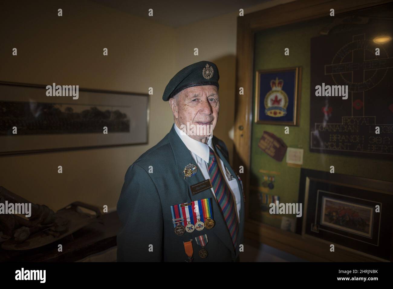 D-Day veteran Jim Parks, 94, poses for a photograph at the Mount Albert ...