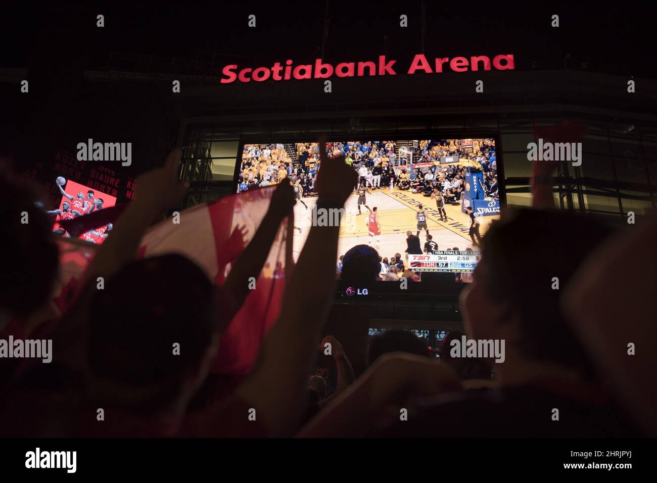 Toronto Raptors fans react during Game 4 of the NBA Final against the ...