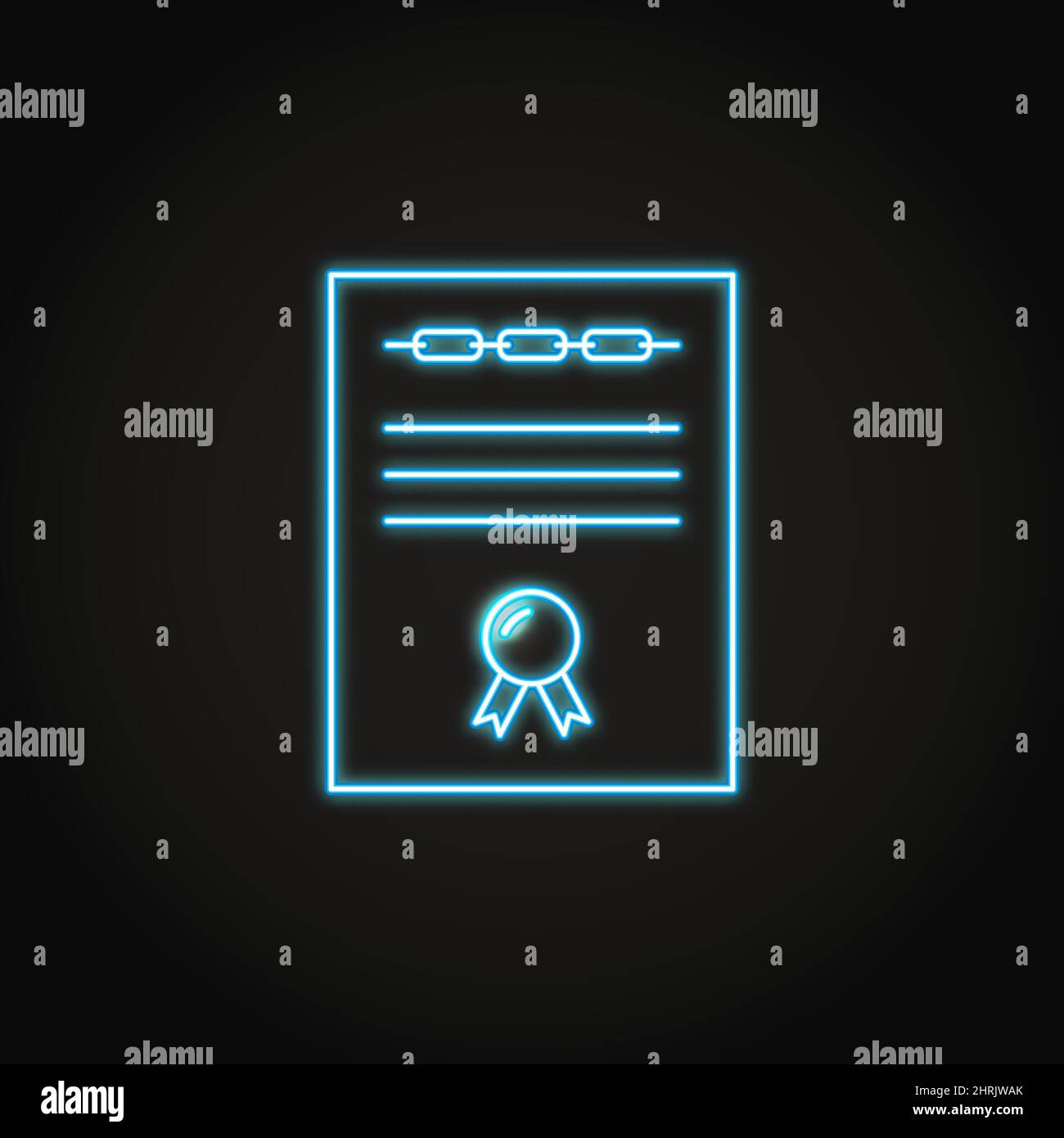 Neon smart contract icon in line style. Electronic blockchain document ...