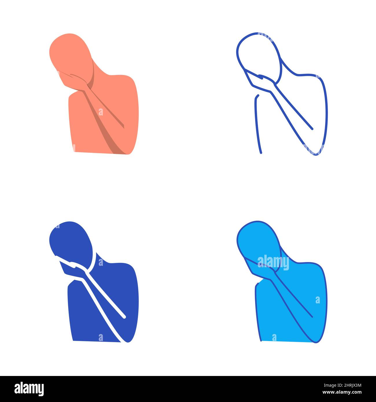 Nausea icon set in flat and line style. Person with hand to his mouth ...