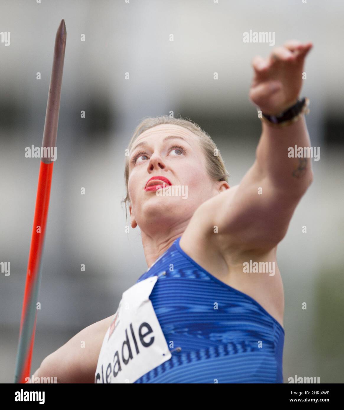 Liz Gleadle, of Canada, takes part in the women's Javelin during the ...