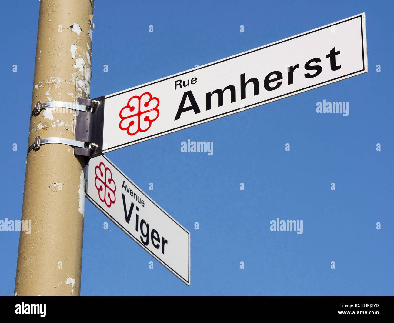 The sign for Amherst street is seen in Montreal on September 13, 2017 ...