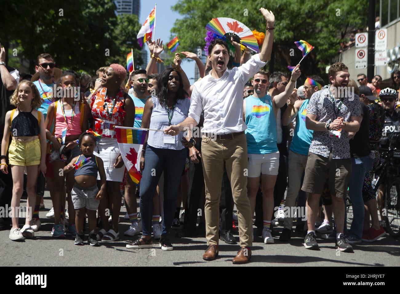 Prime Minister Justin Trudeau walks in Toronto's Pride parade, on ...
