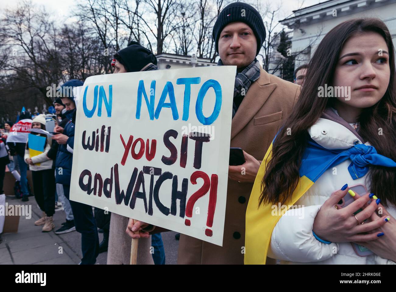 Warsaw, Poland - February 25, 2022: Protest against Russian invasion of ...