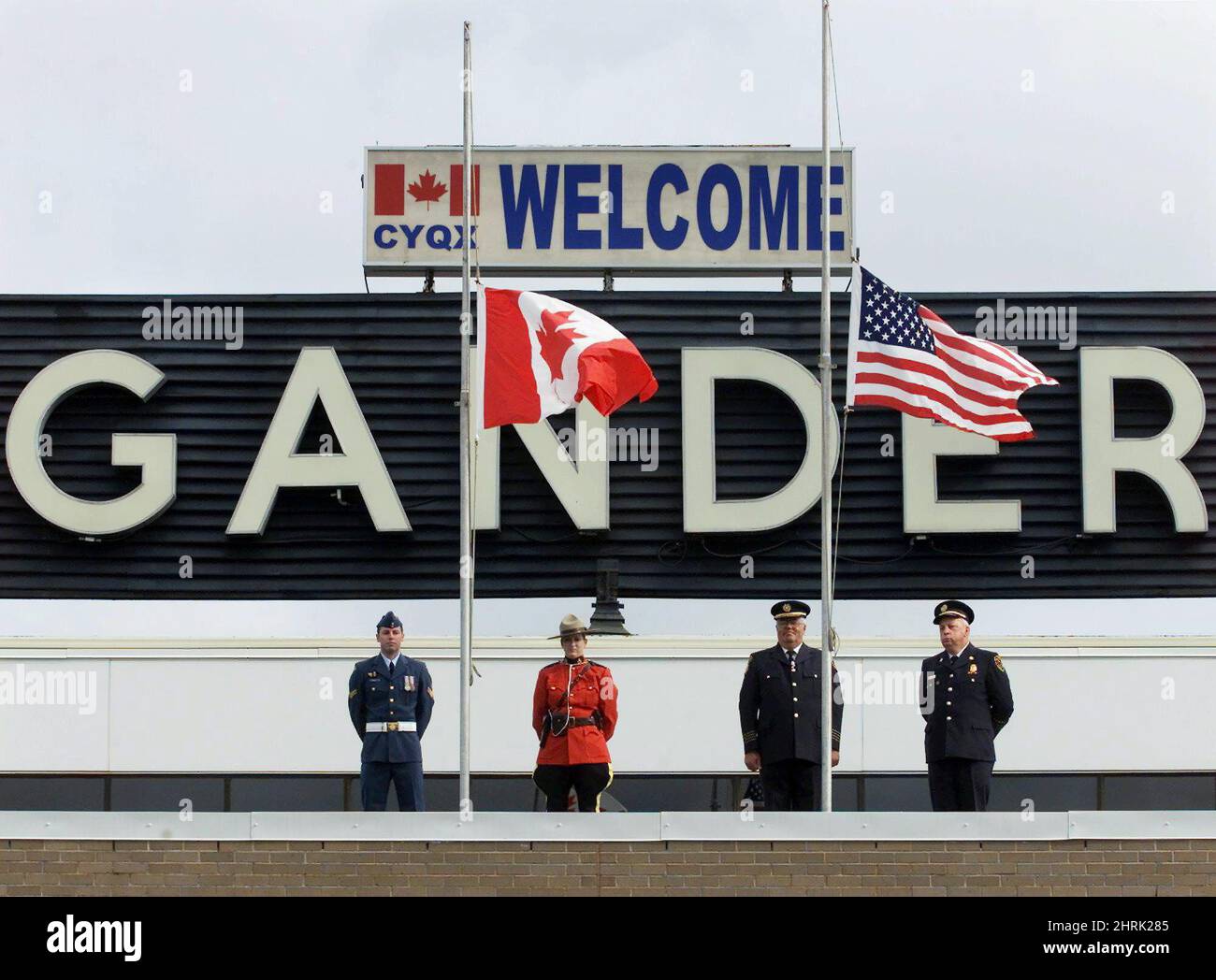 The Canadian and United States flags were lowered to half mast at a ...