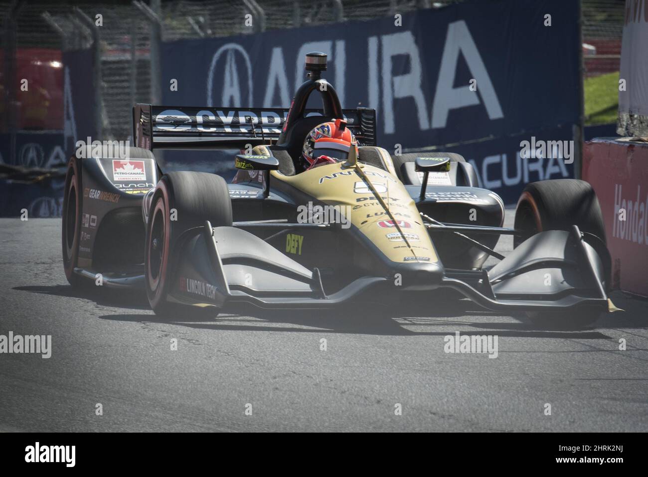 James Hinchcliffe of Canada makes his way around the track during the ...