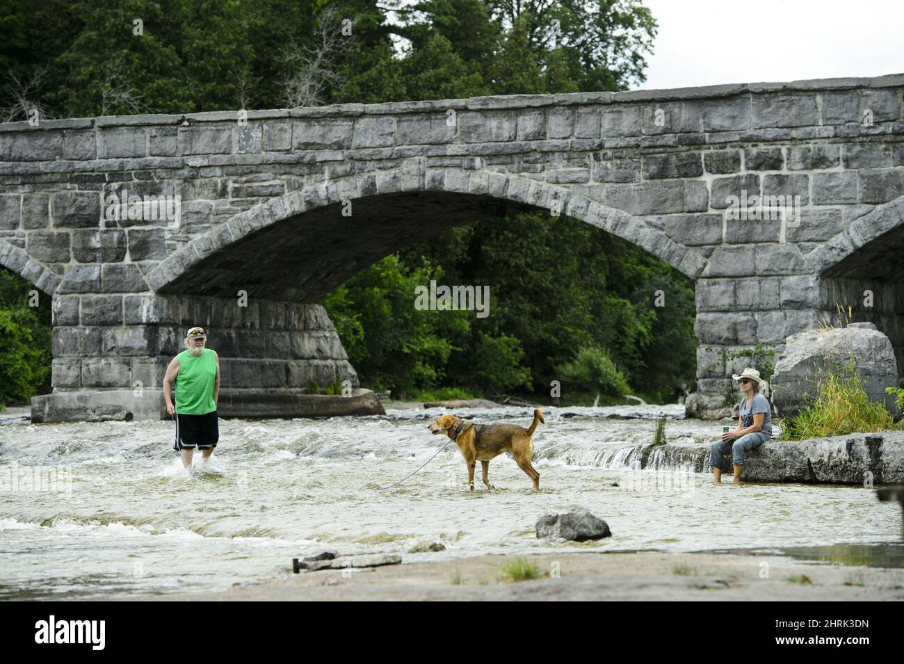 Deb and Paul Stanton cool down in the Mississippi River with their dog ...