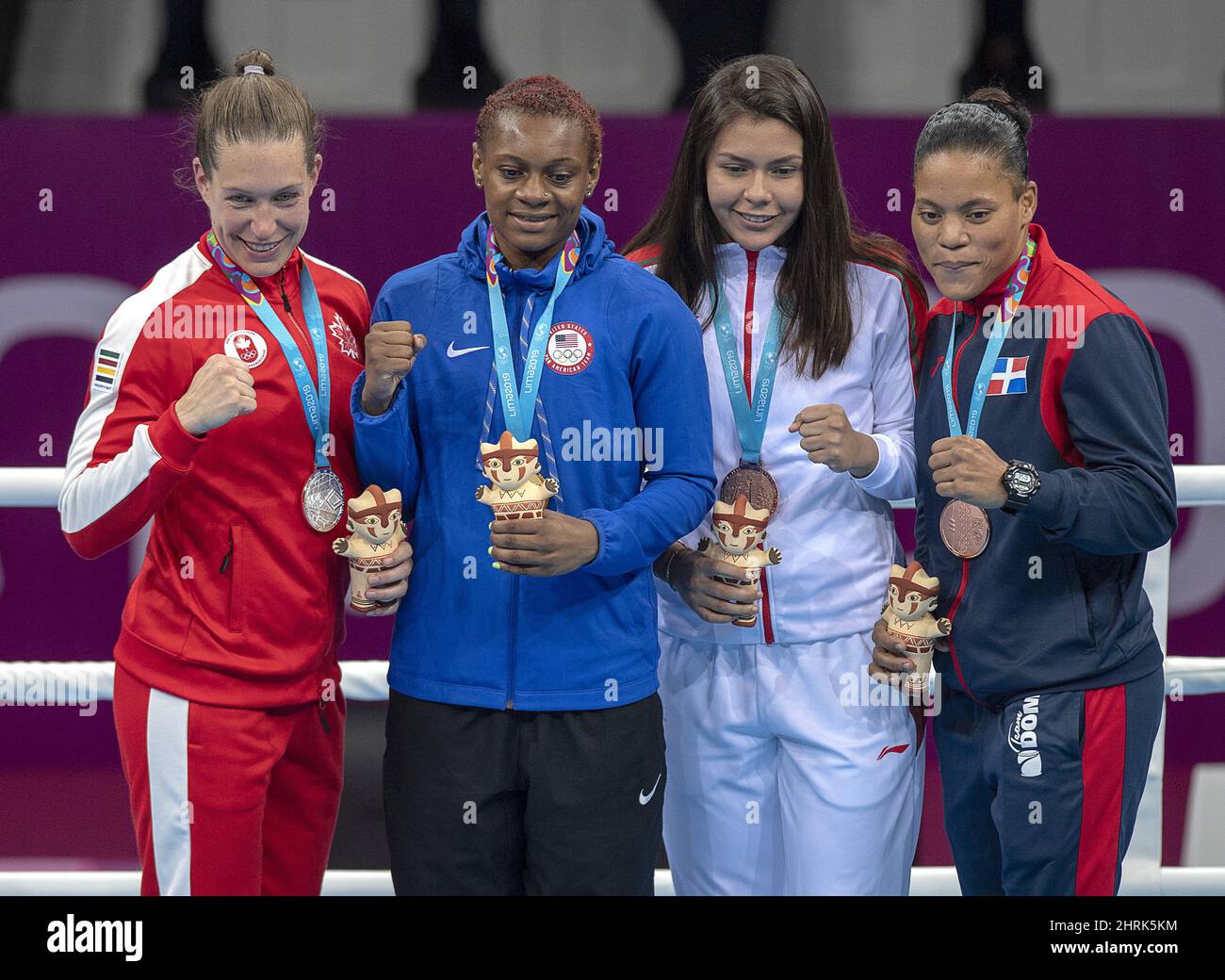 Canada's Myriam Da Silva, silver medallist, USA's Oshae Jones, gold ...