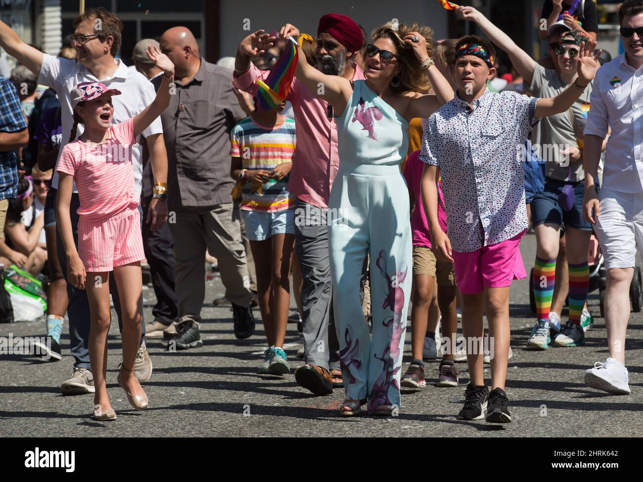 Prime Minister Justin Trudeau's wife Sophie Gregoire Trudeau, centre ...