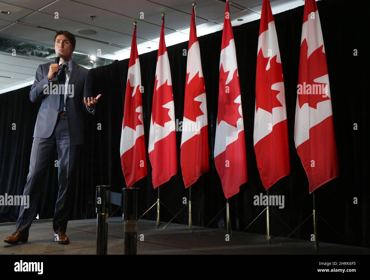 Prime Minister Justin Trudeau addresses supporters at a Liberal ...