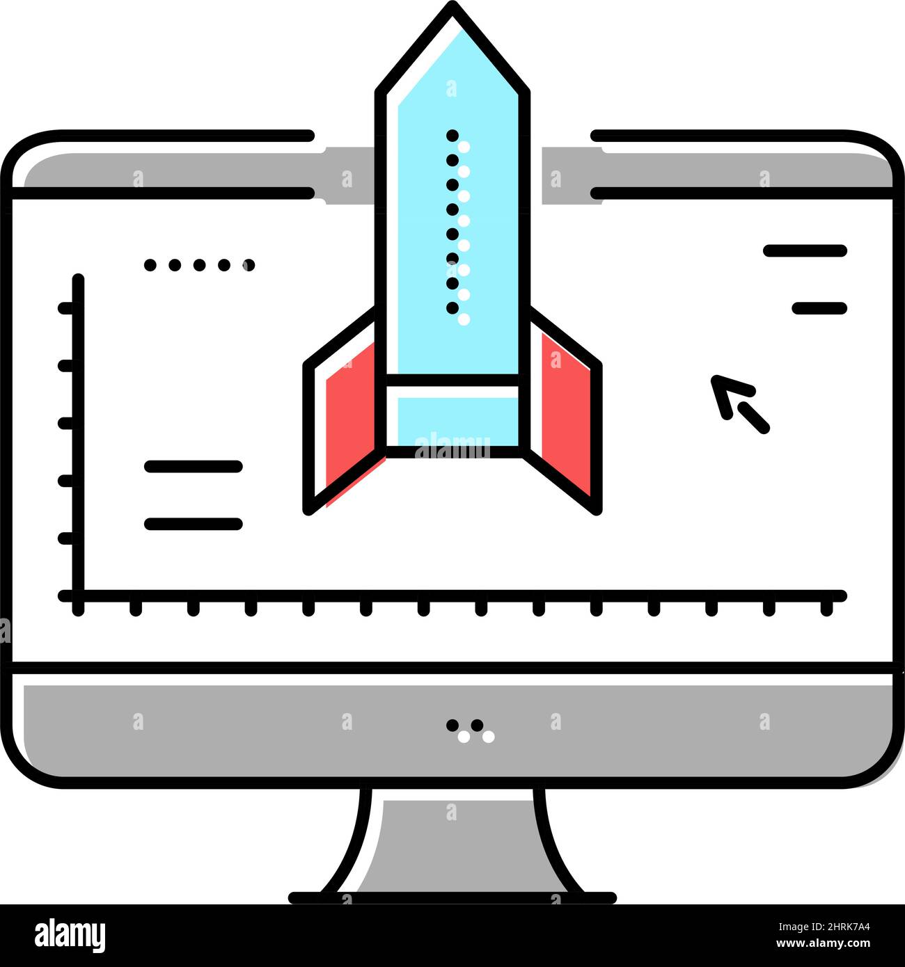 Rocket Modeling Computer Program Color Icon Vector Illustration Stock