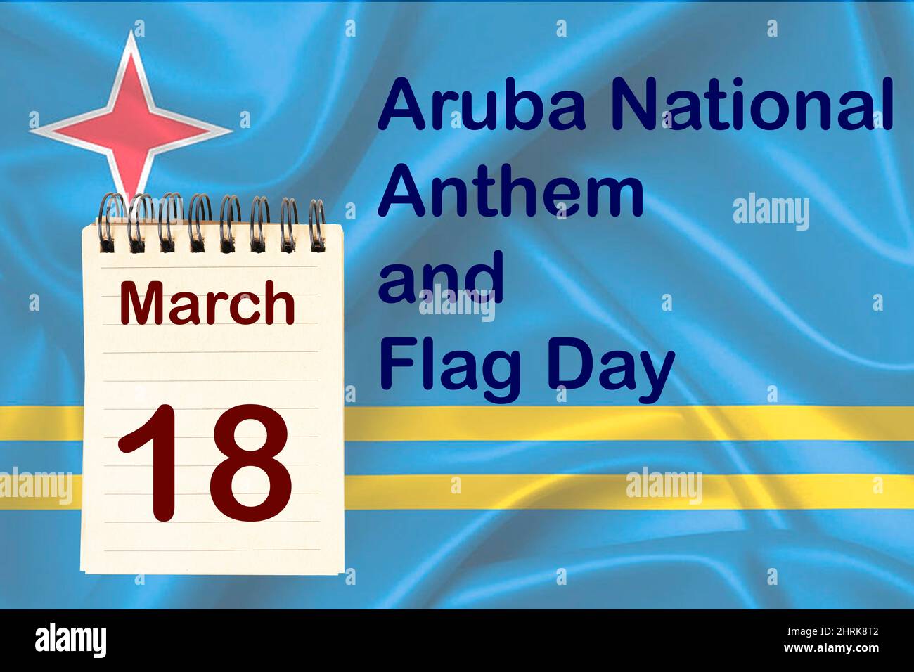 The celebration of the Aruba National Anthem and Flag Day with the flag ...