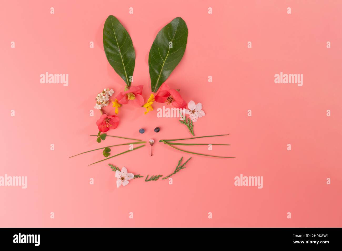 spring nature craft for kids, rabbit or bunny made of leaves and ...