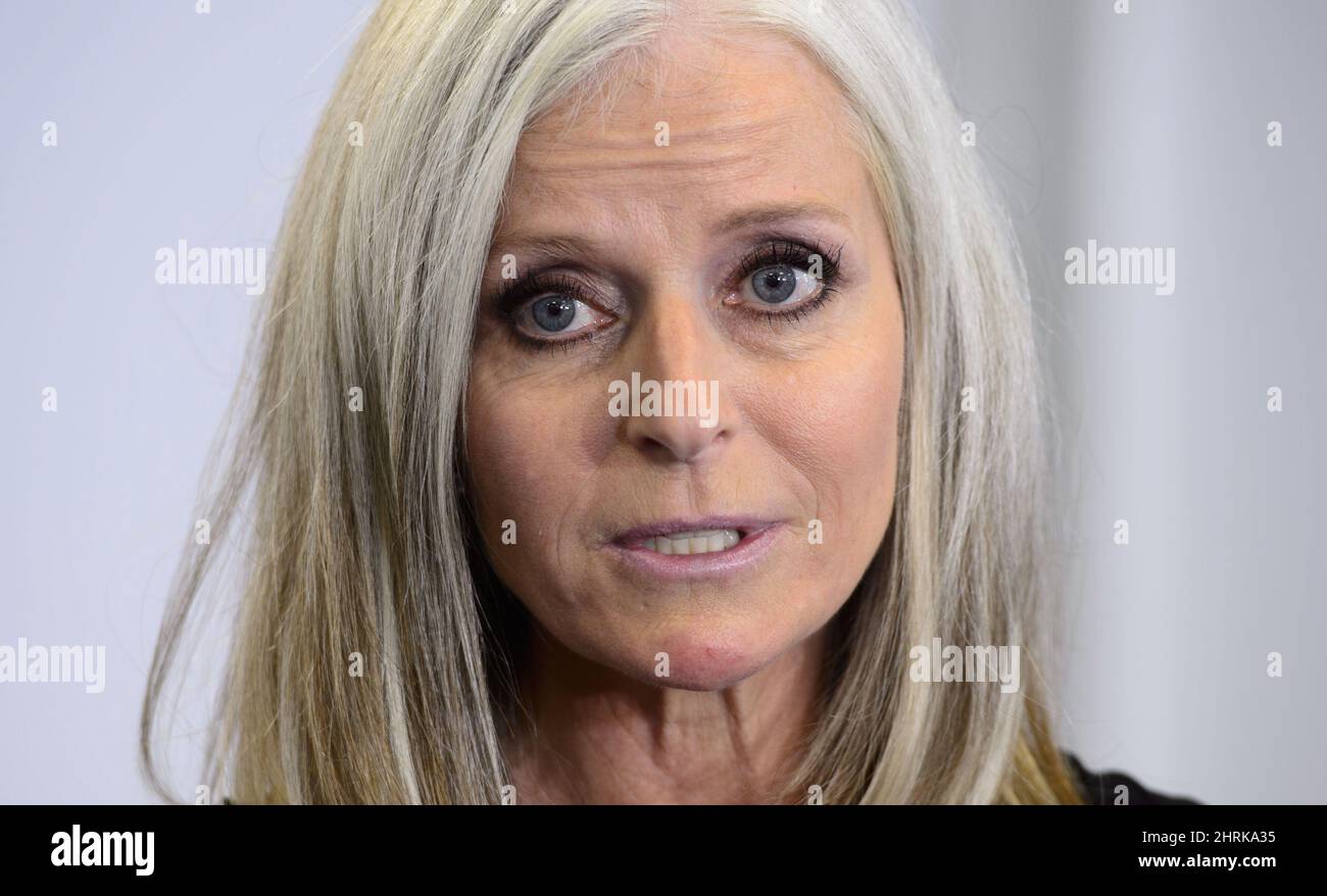 Canadian Ambassador to France Isabelle Hudon speaks to reporters during ...