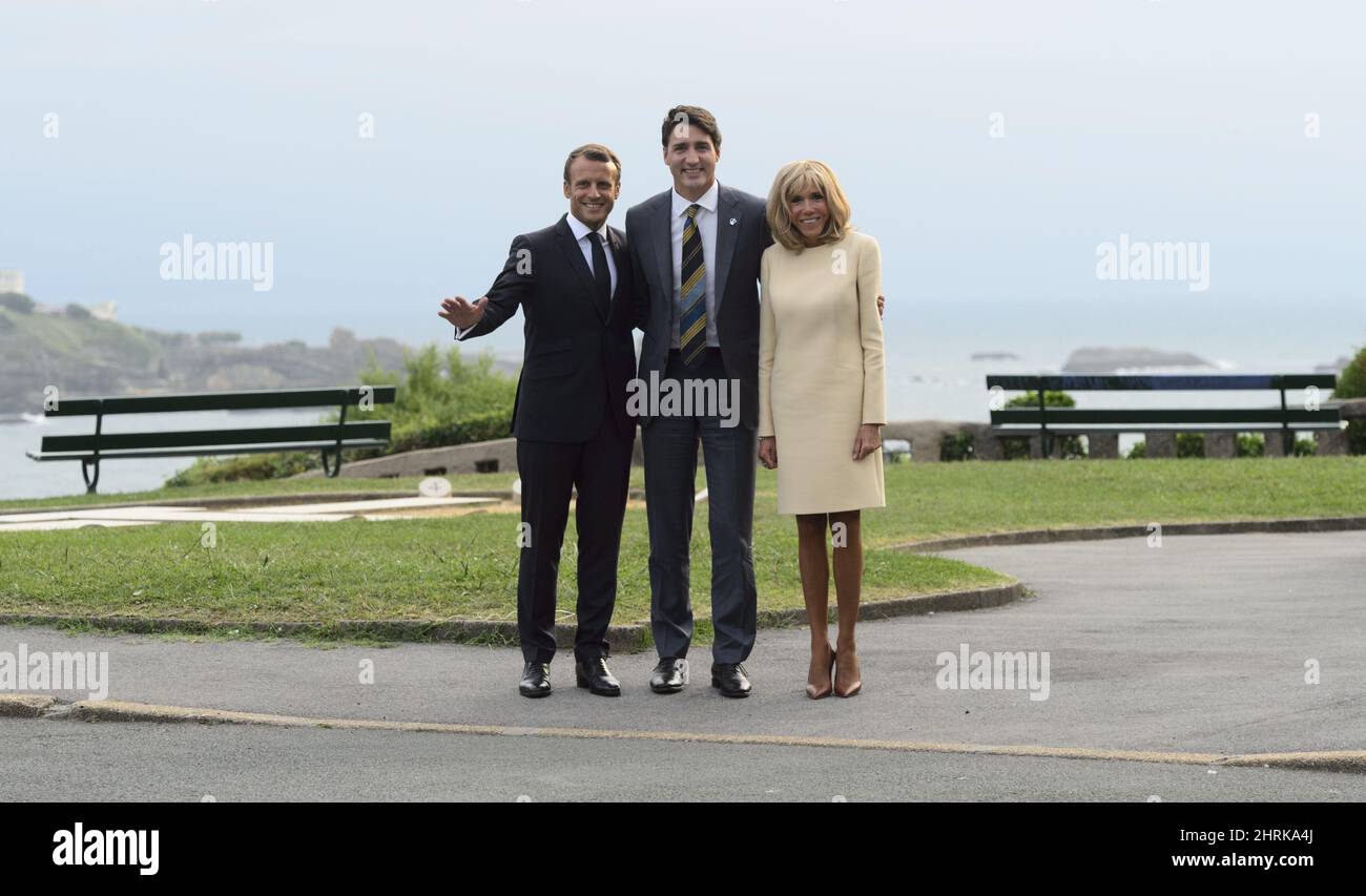 Prime Minister Justin Trudeau is greeted by President of France ...