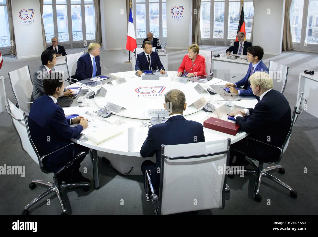 Prime Minister Justin Trudeau takes part in a working session with G7 ...