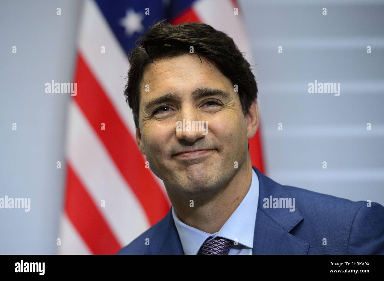 Prime Minister Justin Trudeau takes part in a bilateral meeting with U ...