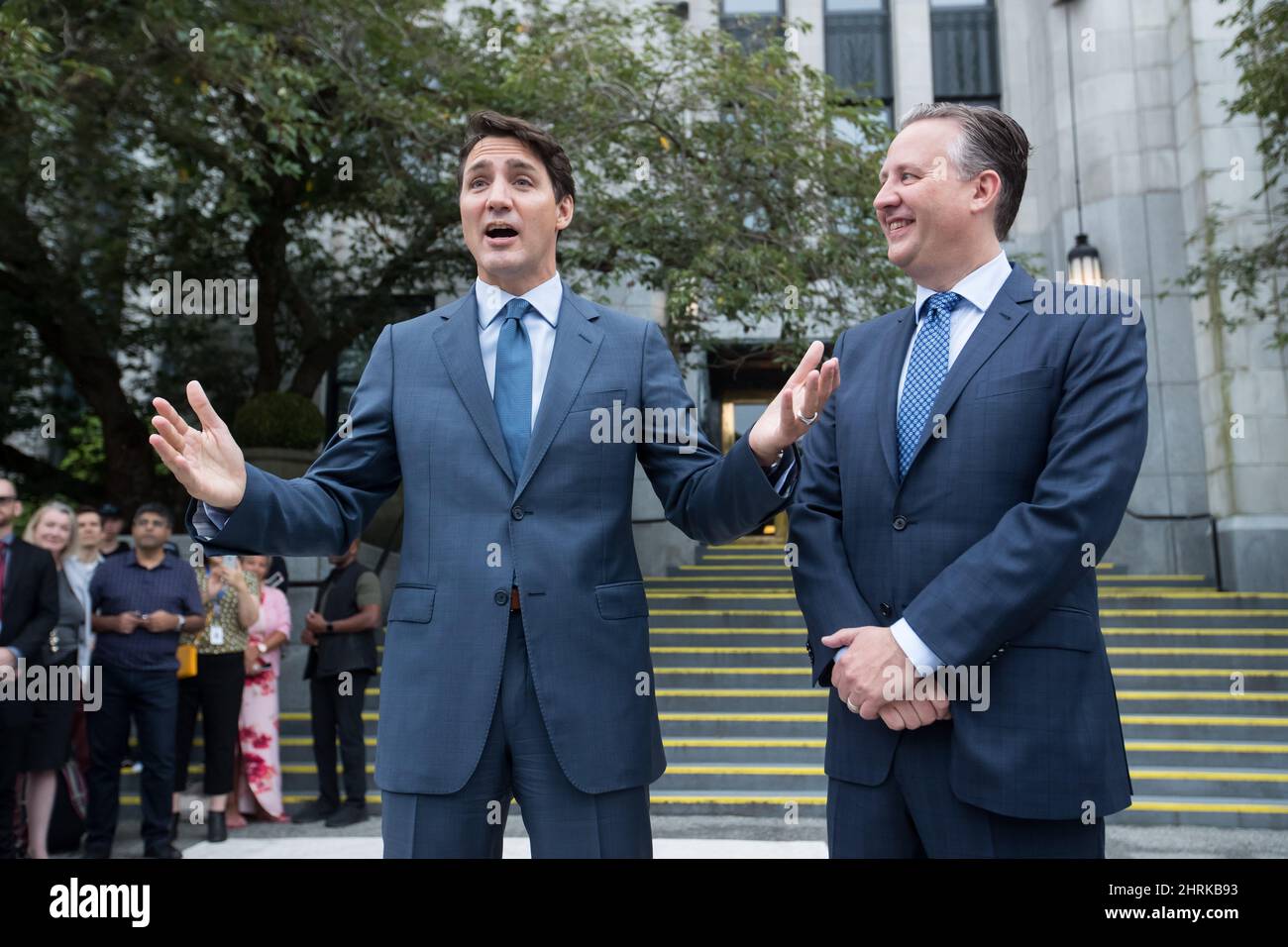 Prime Minister Justin Trudeau, left, and Vancouver Mayor Kennedy ...