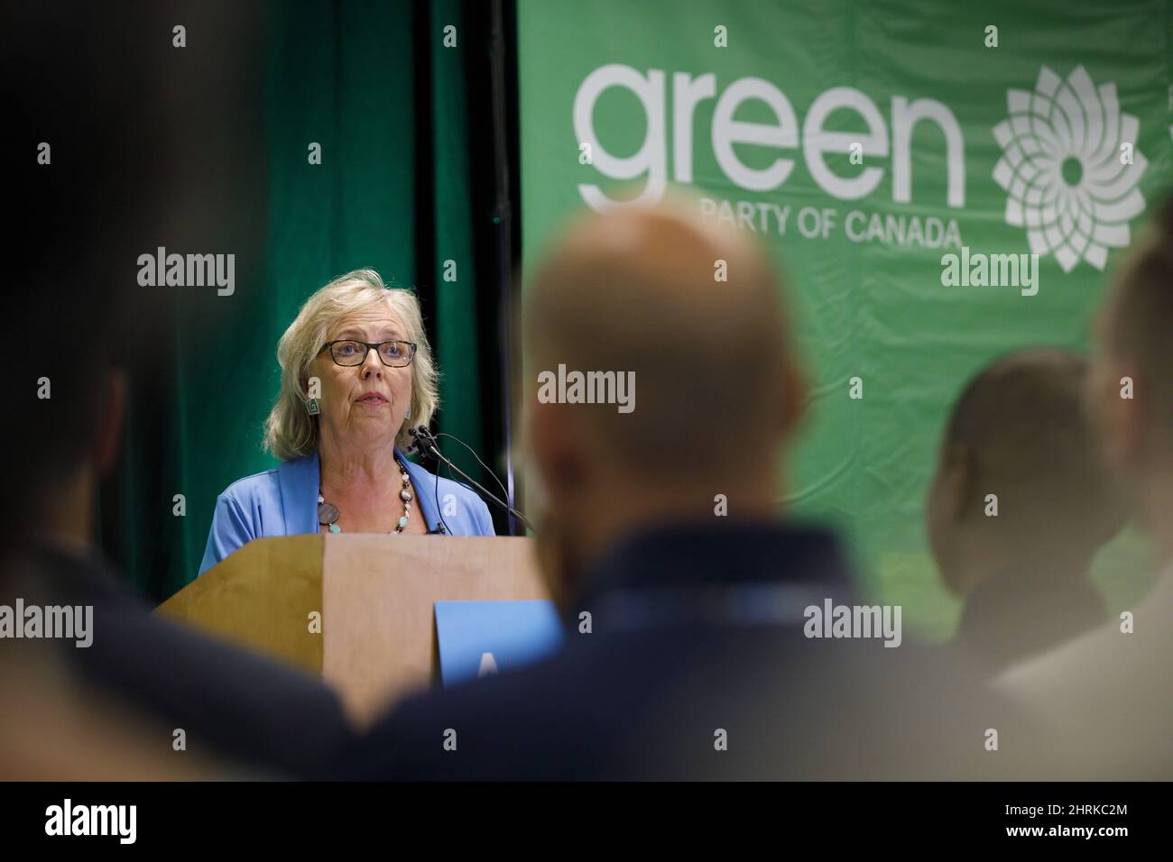 Green Party of Canada leader Elizabeth May speaks in Toronto prior to a ...
