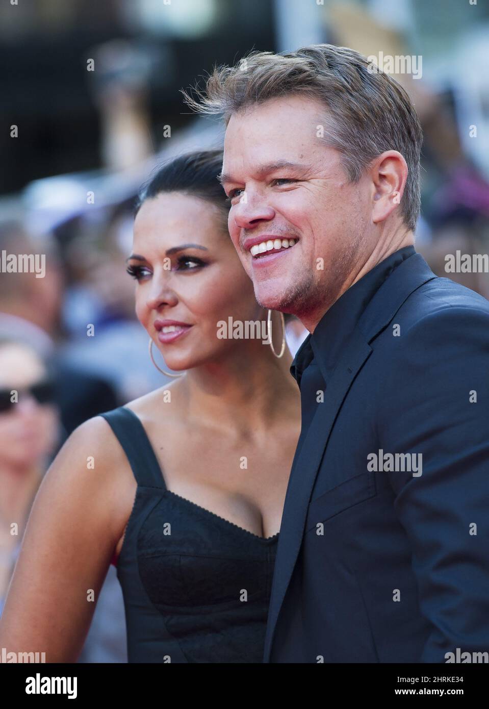 Actor Matt Damon and his wife Luciana Barroso arrives on the red carpet ...