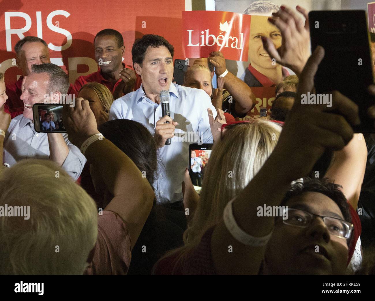 Prime Minister Justin Trudeau gives an election campaign speech, in ...