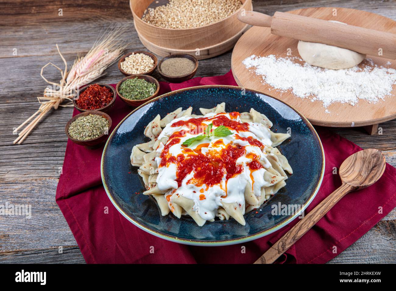 Perfect Turkish Ravioli and Chili Peppers Fried in Butter. Turkish ...
